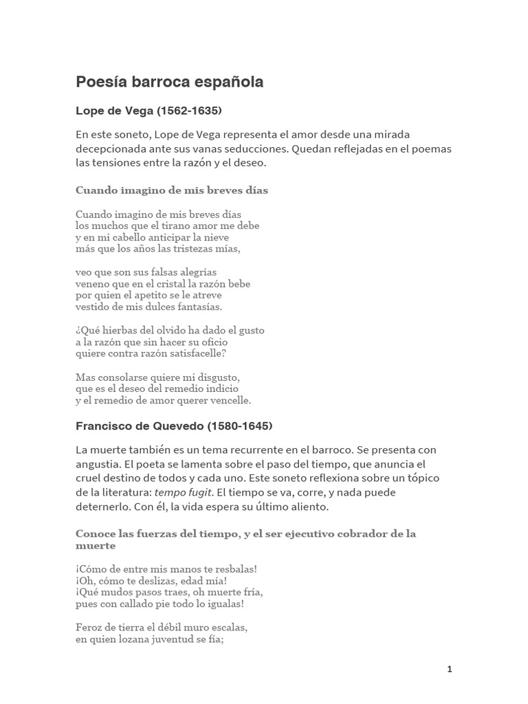 Poesía Barroca Española: Temas y Autores | PDF | John Milton | Amor