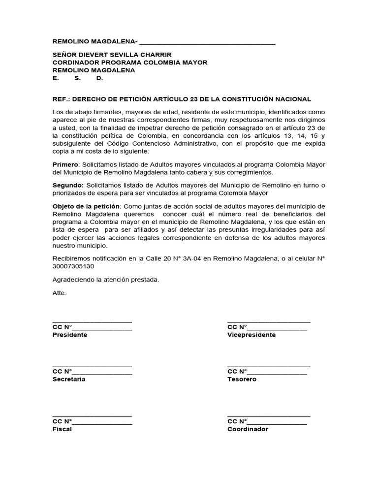 Derecho de Peticion | PDF | Finanzas y dinero | Derecho