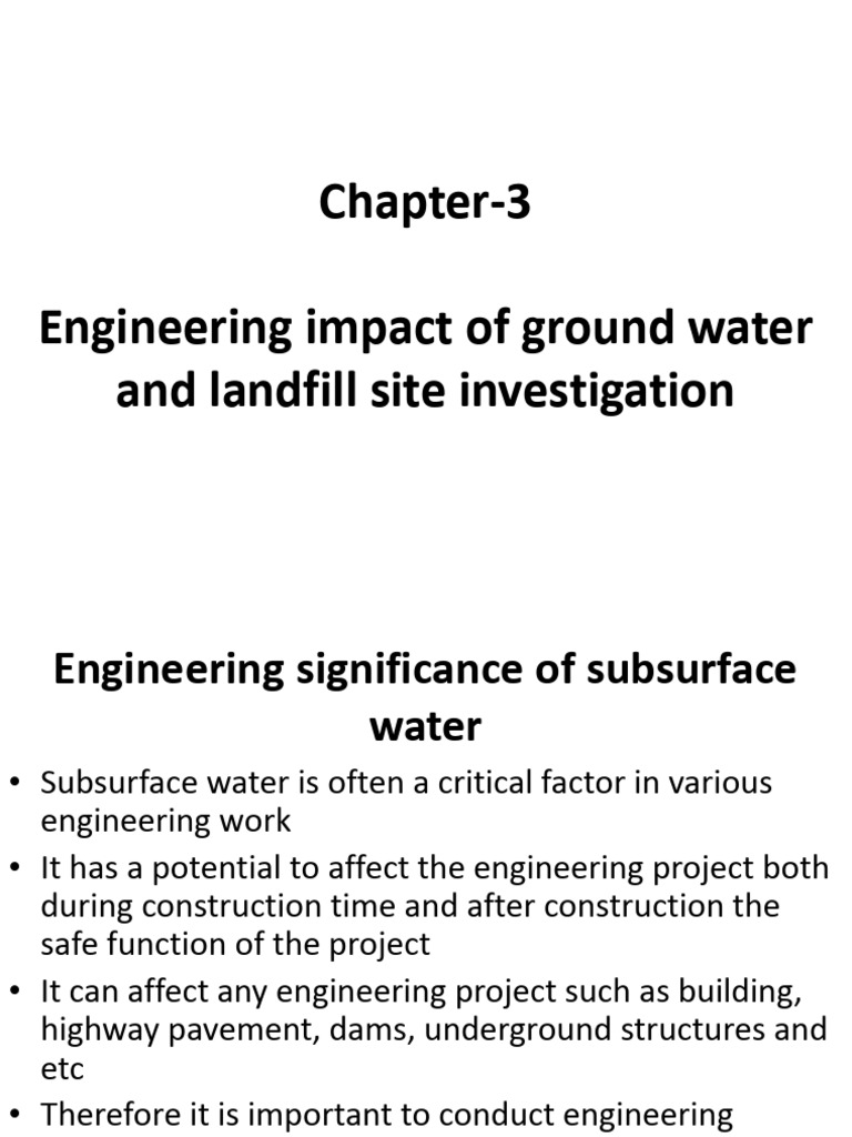 Chapter - 3 Engineering Impact of Ground Water and Landfill Site | PDF ...