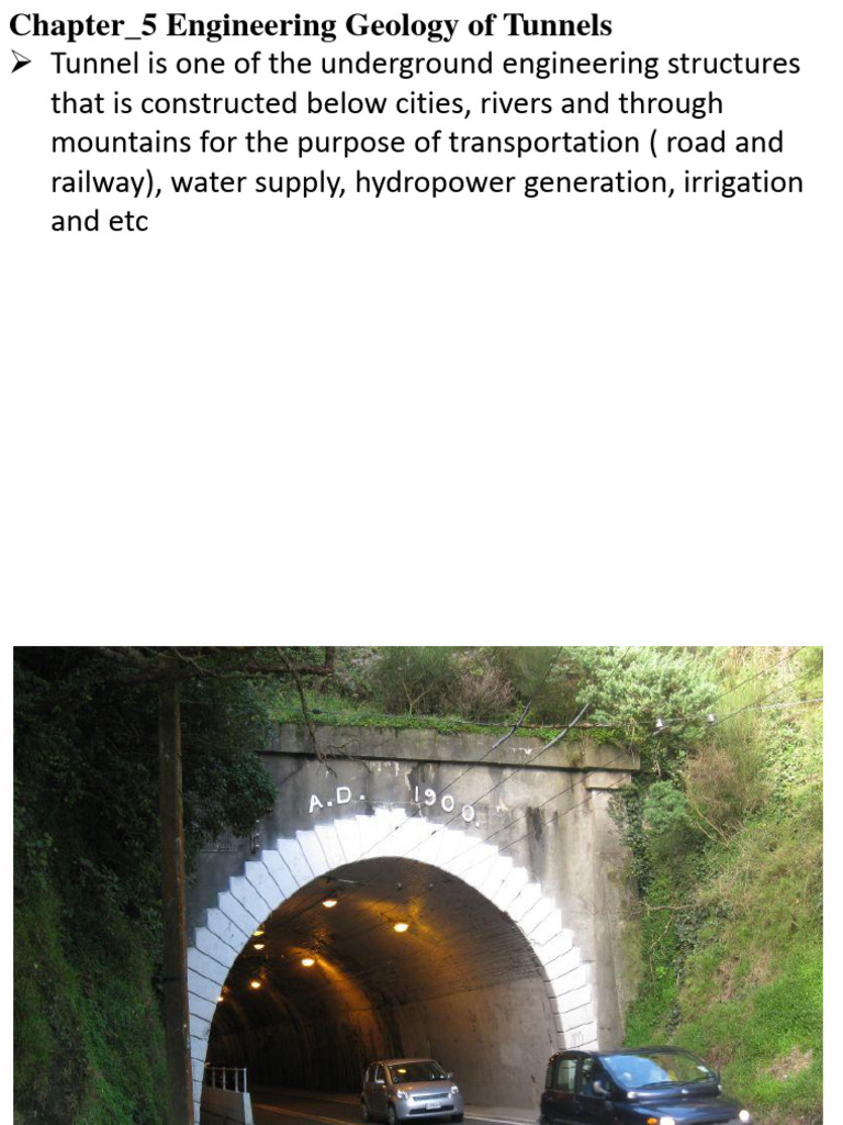 Chapter_5 Engineering Geology of Tunnels | PDF | Tunnel | Drilling