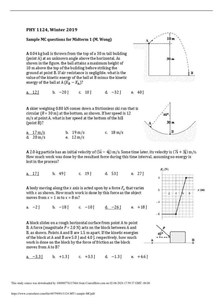 1124 MT1 Sample MC PDF | PDF | Force | Acceleration