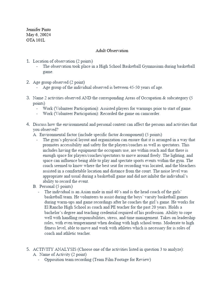 Adult Observation Final | PDF | Tripod (Photography) | Hand