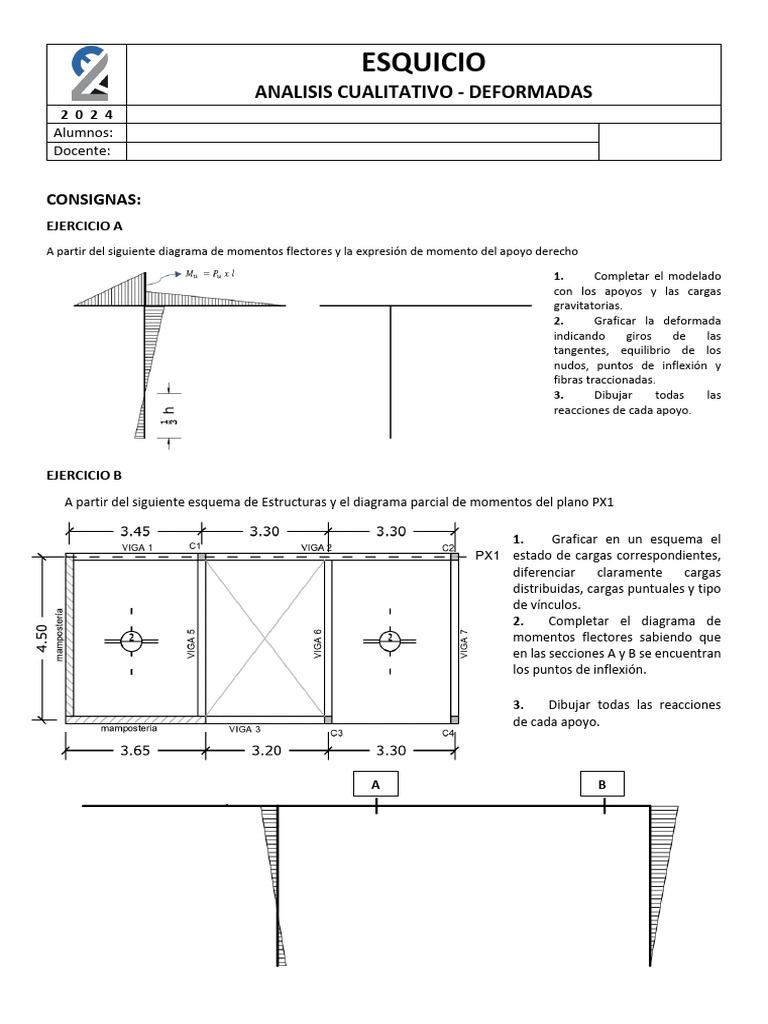 TP 1 - Esquicio - 2024 | PDF | Viga (Estructura) | Ingeniería mecánica