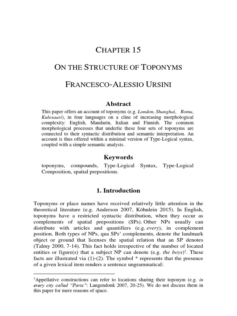 Для Теории on the Structure of Toponyms | PDF | Morphology (Linguistics ...