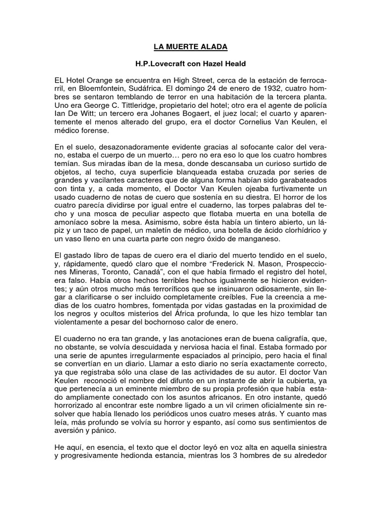 H. P. Lovecraft y Hazel Heald - La Muerte Alada | PDF | Historia