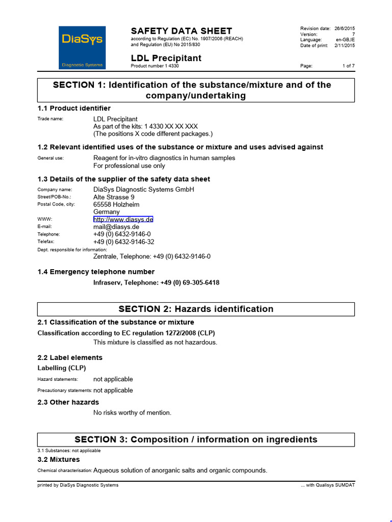 LDL - Precipitant en GB 7 | PDF | Toxicity | Dangerous Goods