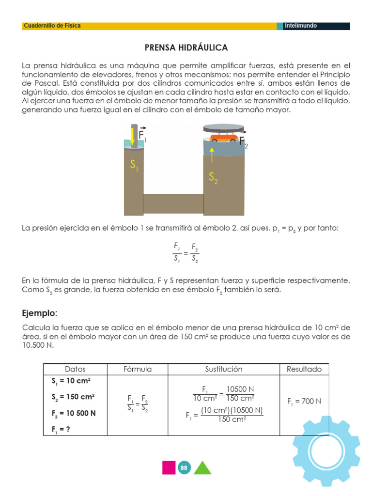 Ejercicios Principio de Pascal | PDF | Ingeniería mecánica | Mecánica de Medios Continuos