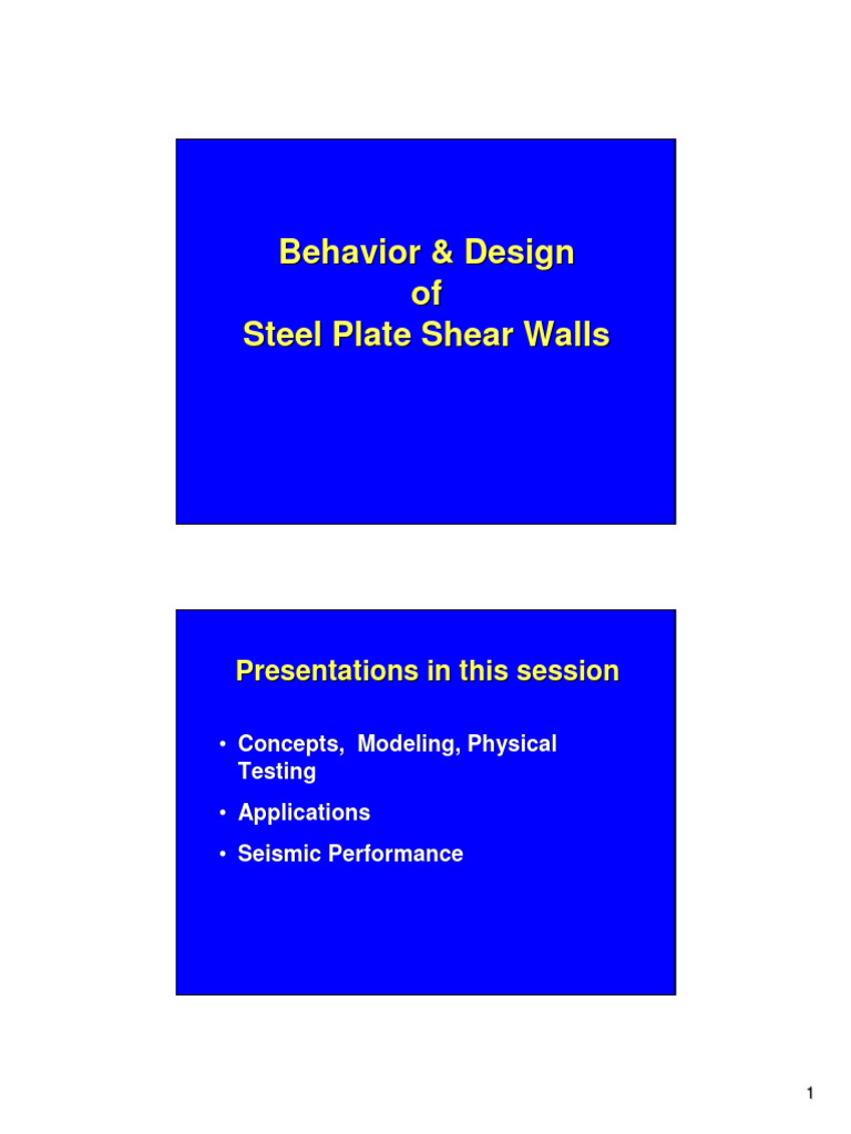 Steel Plate Shear Walls: Design & Analysis | PDF | Earthquake ...