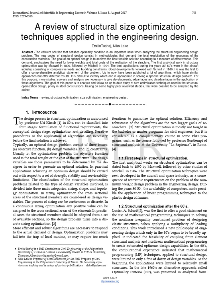 Structural Size Optimization Techniques | PDF | Mathematical ...