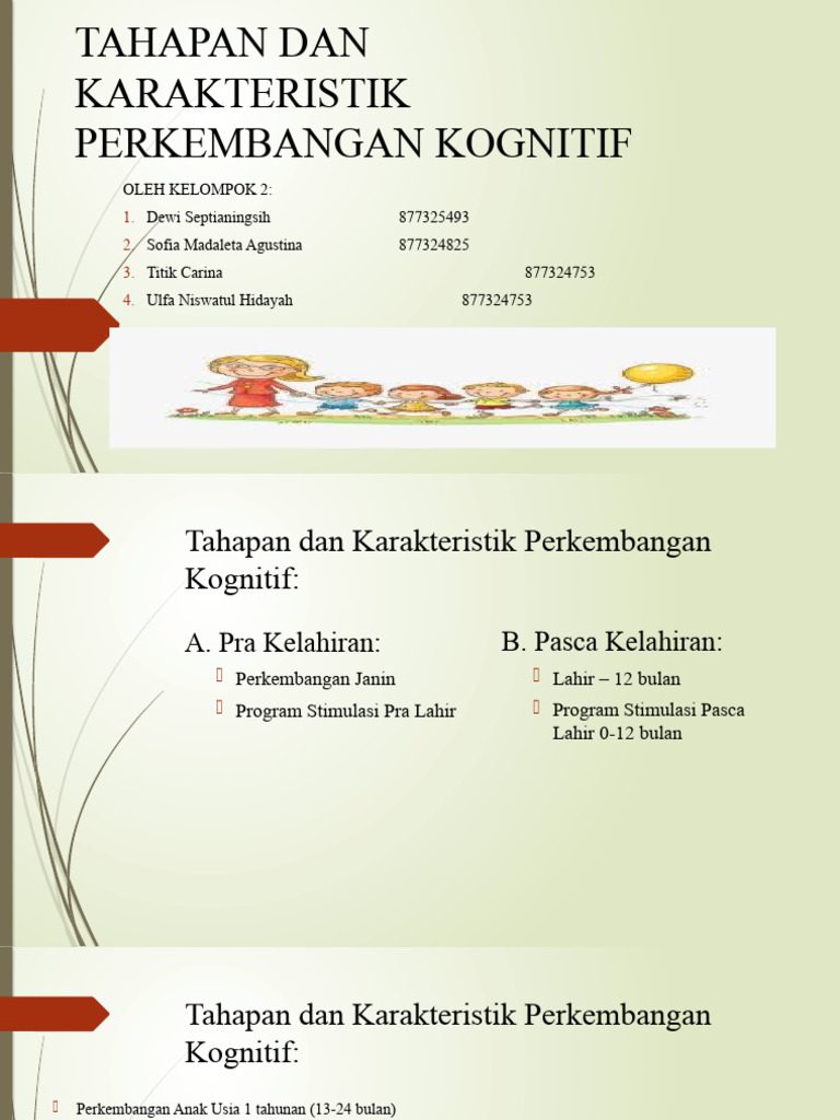 Tahapan Dan Karakteristik Perkembangan Kognitif Anak Usia Dini | PDF Tahapan Dan Karakteristik Perkembangan Kognitif Anak Usia Dini | PDF