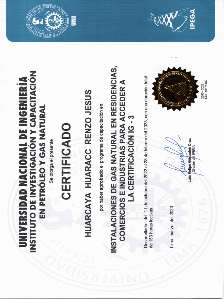 Certificado Curso Ig3 | PDF