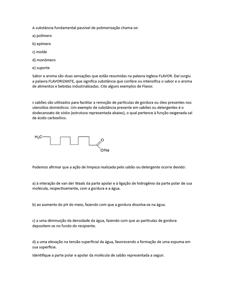 A substância fundamental passível de polimerização chama | PDF