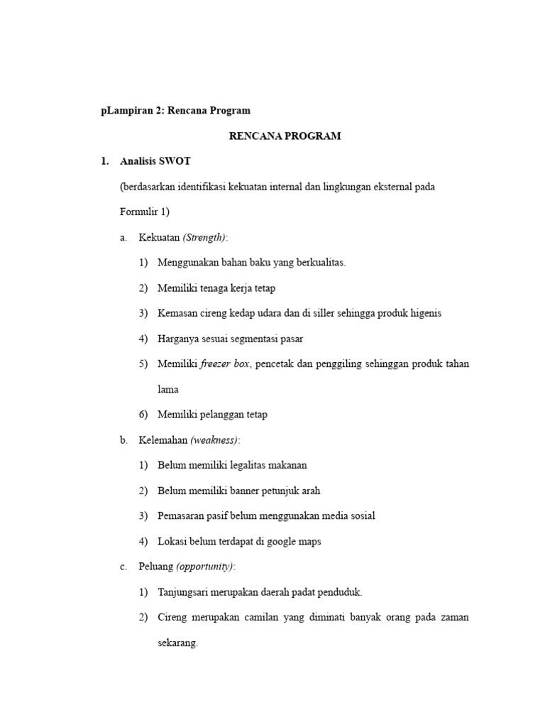 ?lampiran 2 Rencana Program Baruuu | PDF