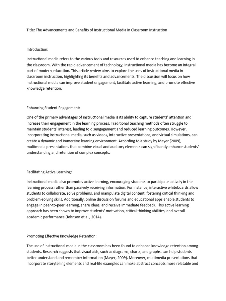 Article Review Instruction&technology | Download Free PDF | Learning | Differentiated Instruction