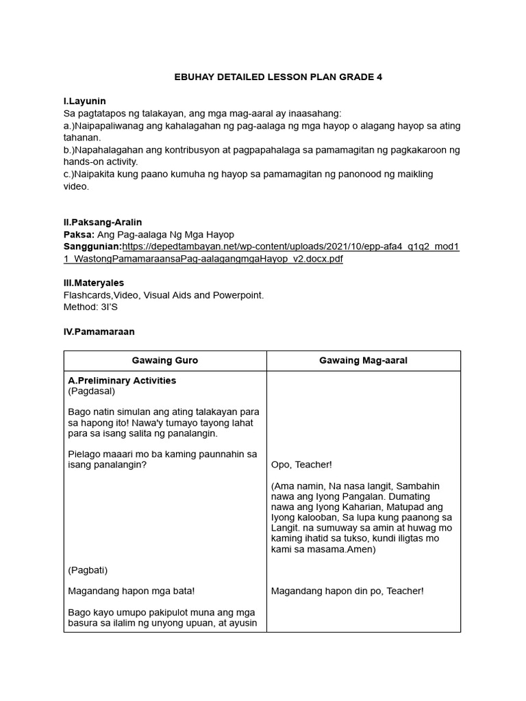 Ebuhay Detailed Lesson Plan Grade 4 | PDF