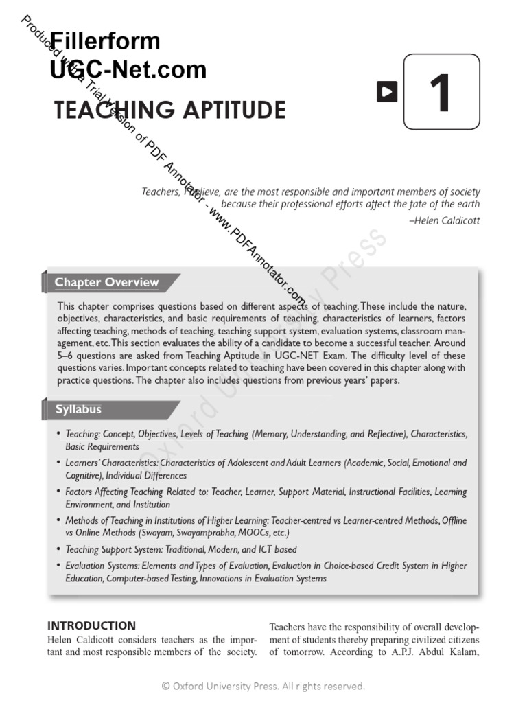 UGC NET Unit-1 Teaching Aptitude Full | PDF | Learning | Teachers