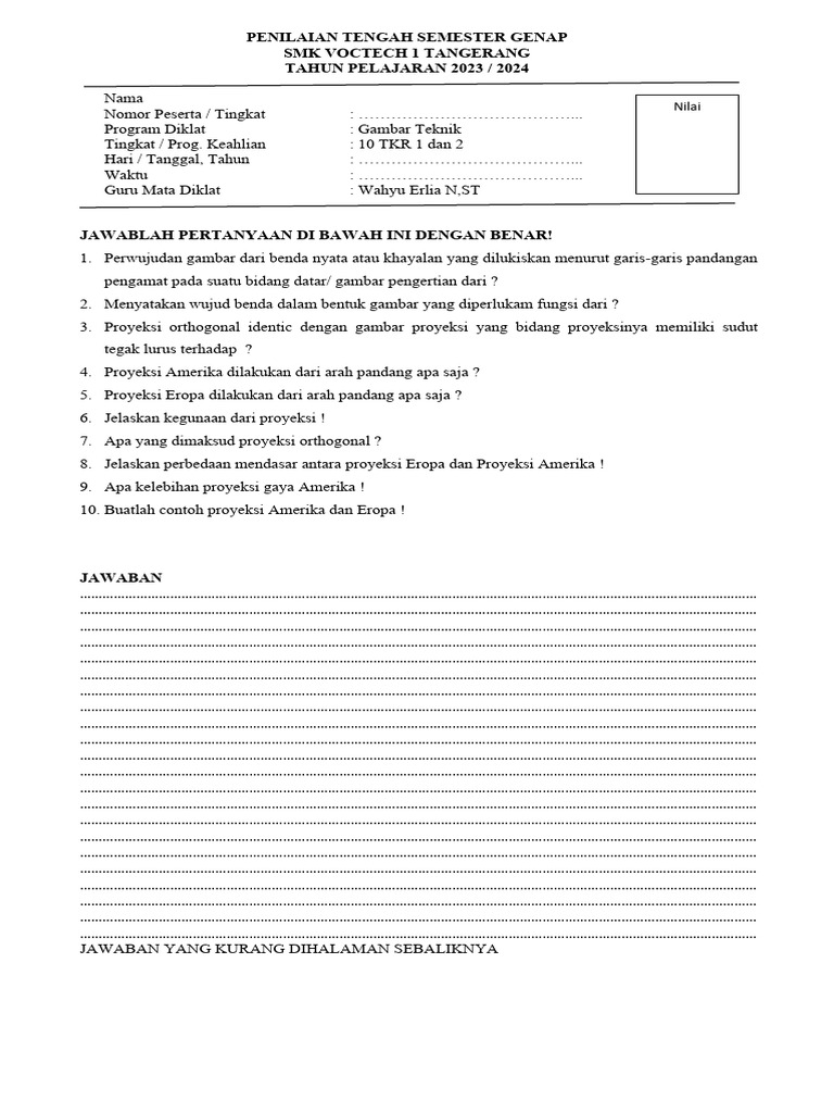 Format Soal PTS | PDF
