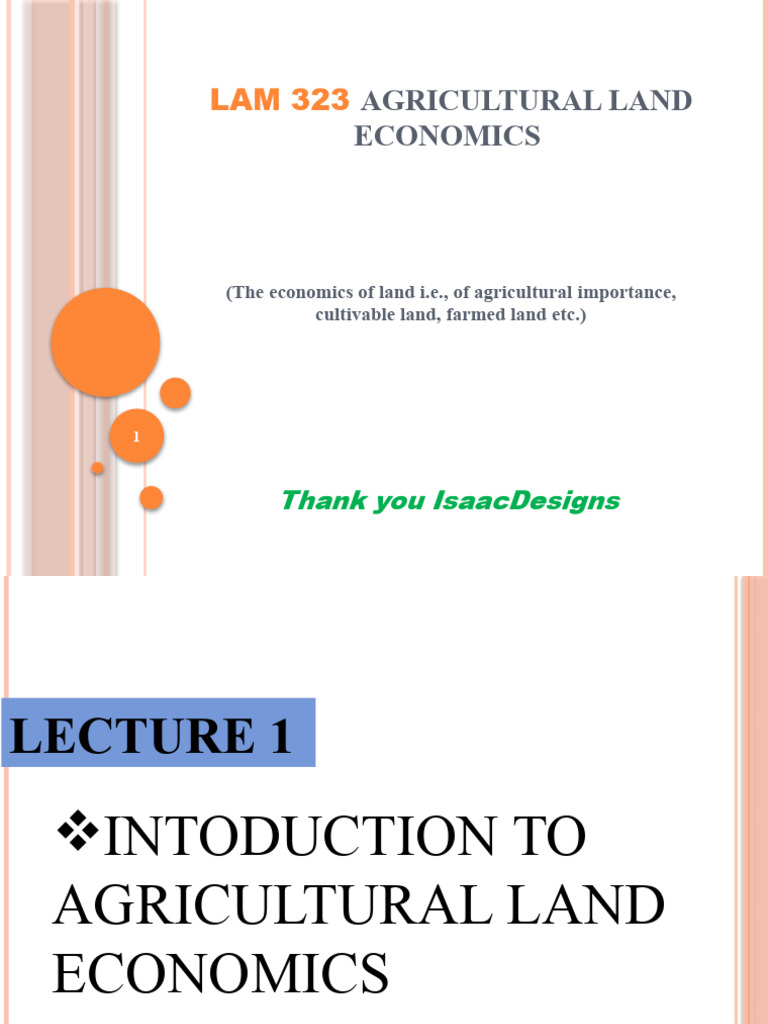 Agric Land Econs 2 | PDF | Supply (Economics) | Elasticity (Economics)