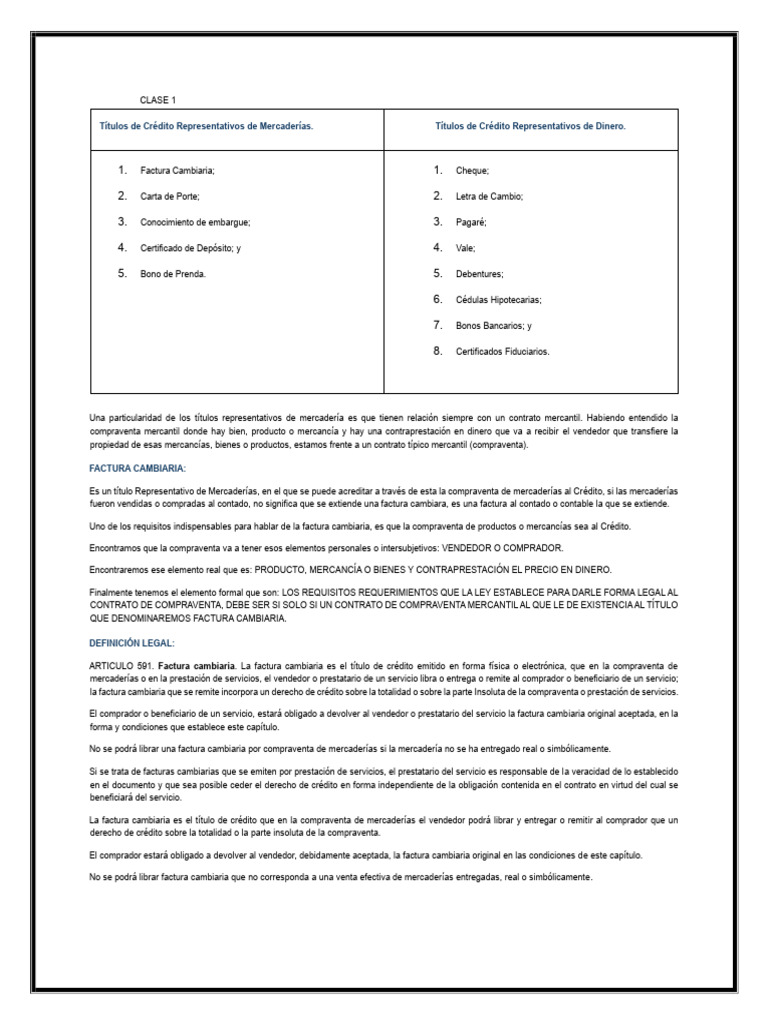 Clase1-Factura Cambiaria Segundo Parcial. | PDF | Factura | Instrumento negociable