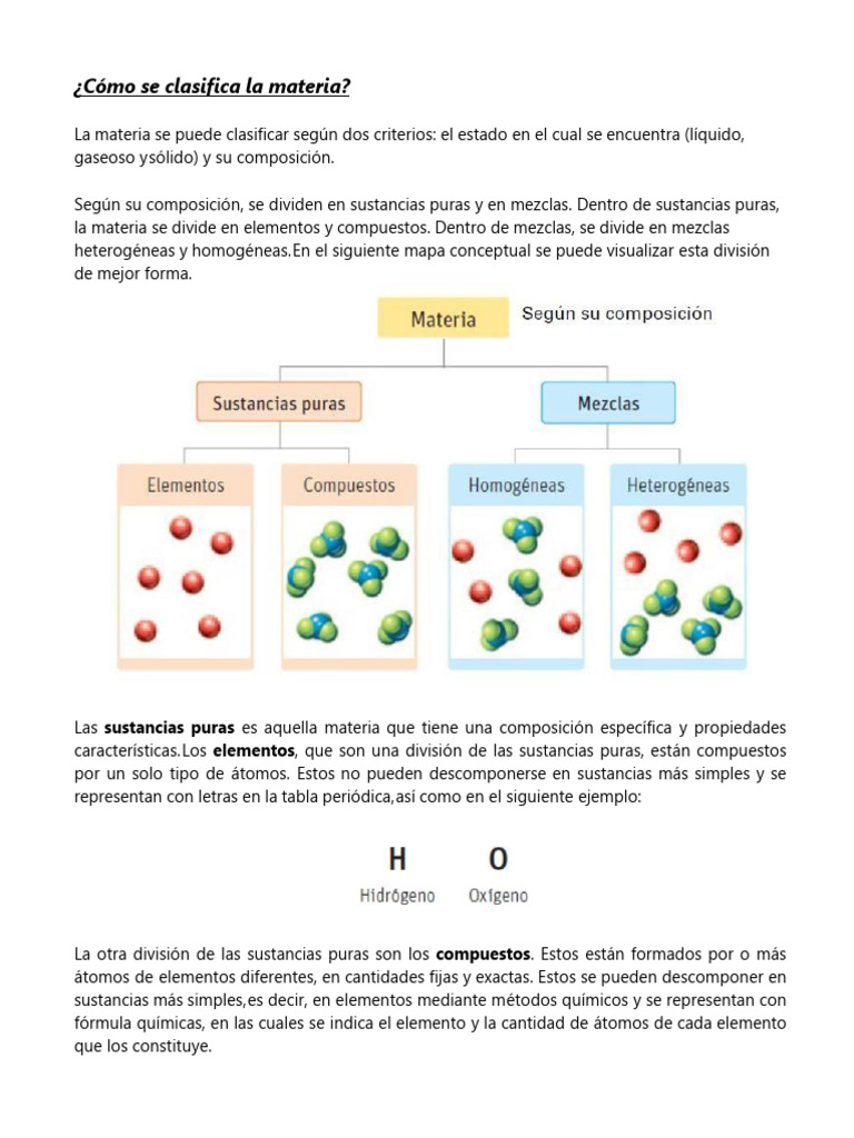 Clasificación de la Materia y Métodos de Separación | PDF | Mezcla ...