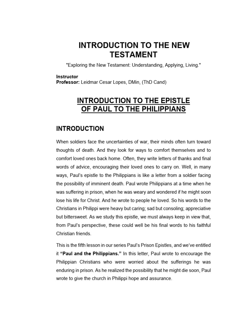 #12 LECTURE - PHILIPPIANS English | PDF | Epistle To The Philippians ...
