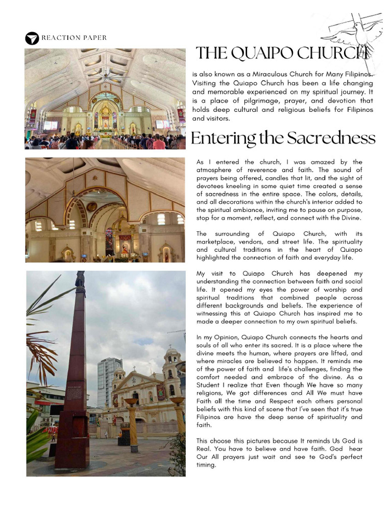 Reaction Paper in Quiapo, Fort Santiago and Nation Museum Offine Arts | PDF