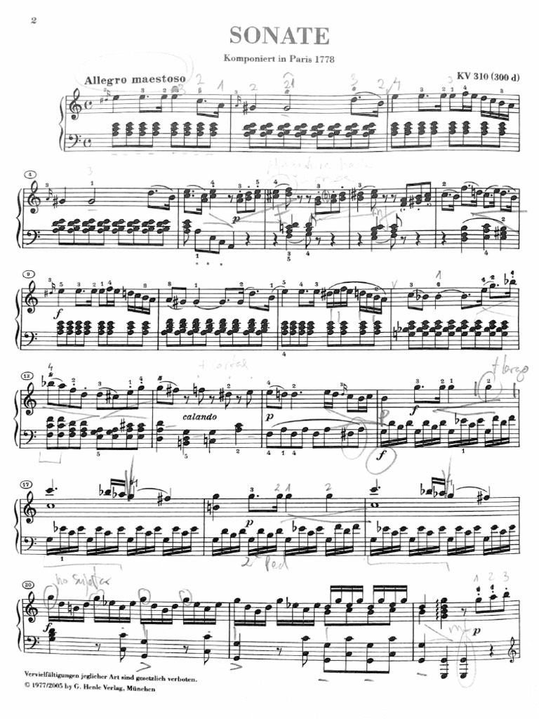 Mozart. Sonata KV 310. Primer Movimiento | PDF