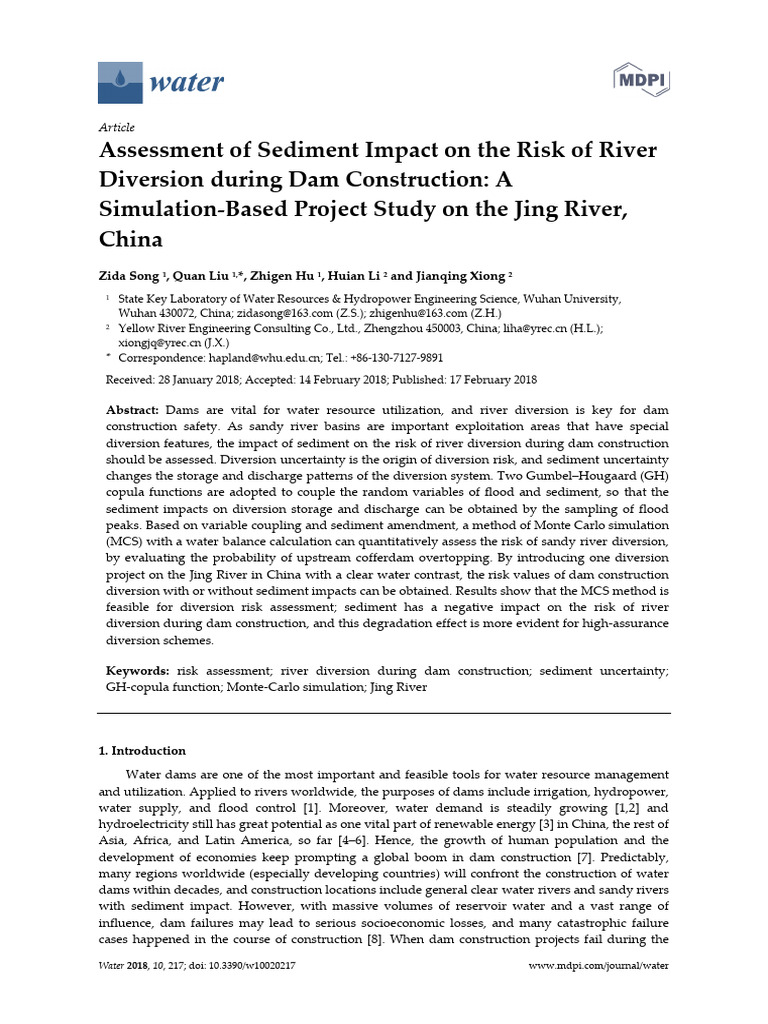 Assessment of Sediment Impact On The Risk of River | PDF | Dam ...