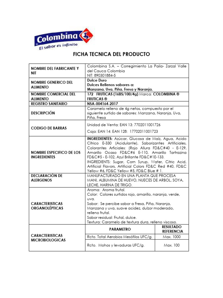 FRUTICAS (16BS-100-4g) PT 172 Junio - 2018 | PDF | Caramelo | Alimentos