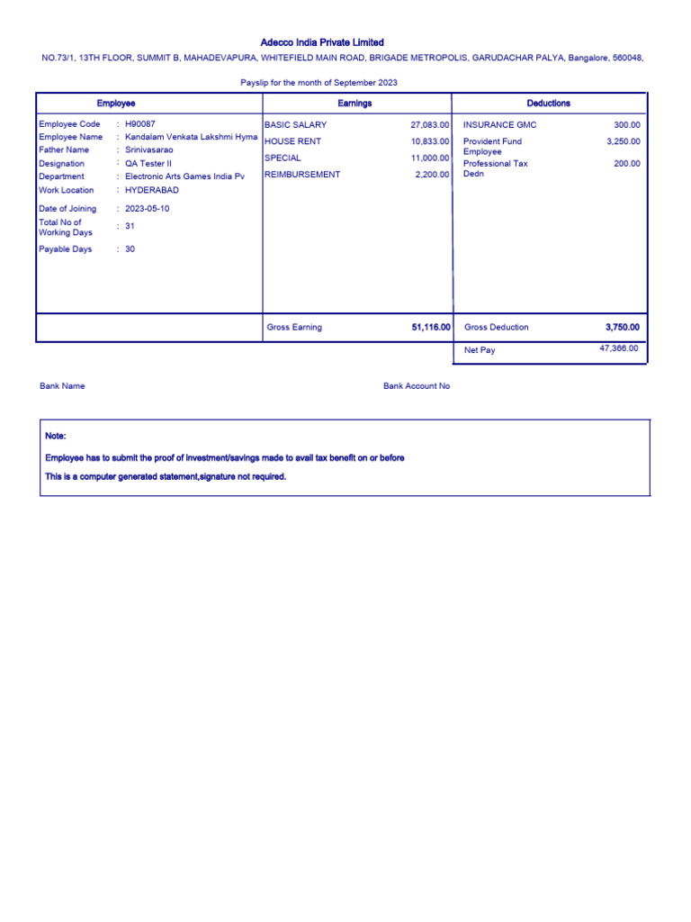 Sept Payslip | PDF