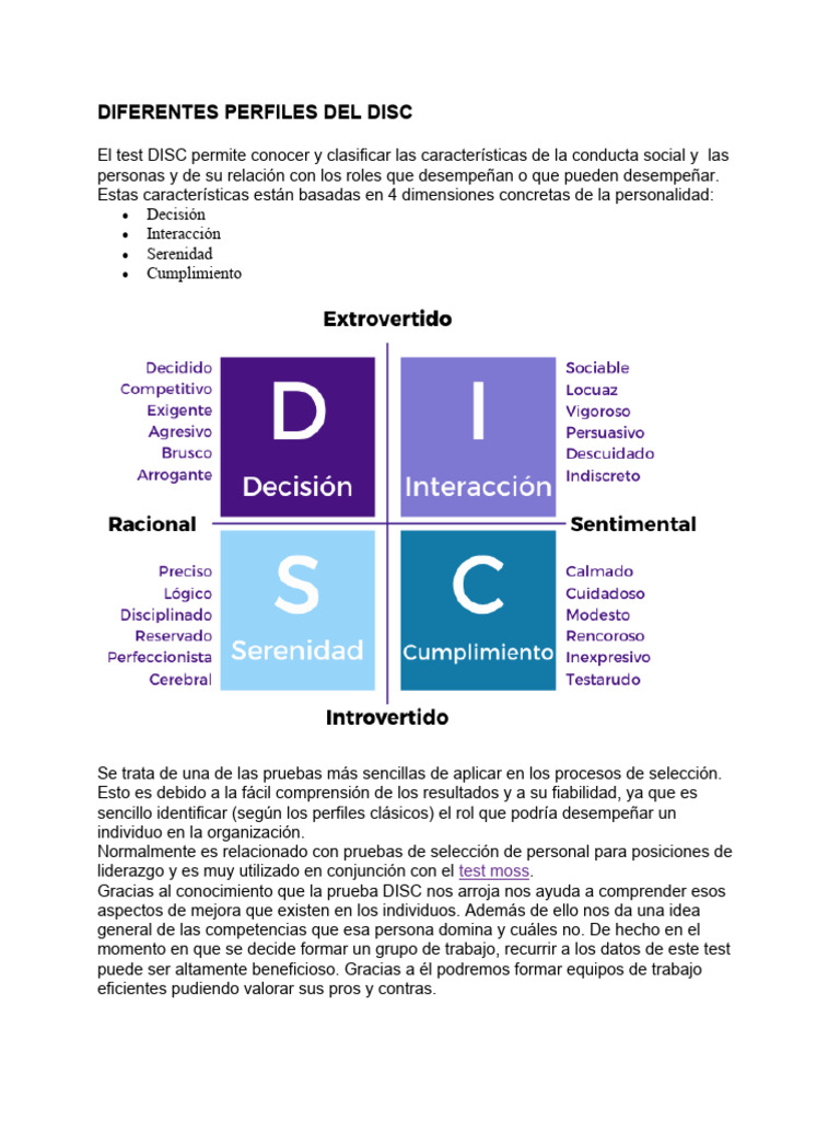 Diferentes Perfiles Del Disc | PDF | Las emociones | Conceptos psicologicos