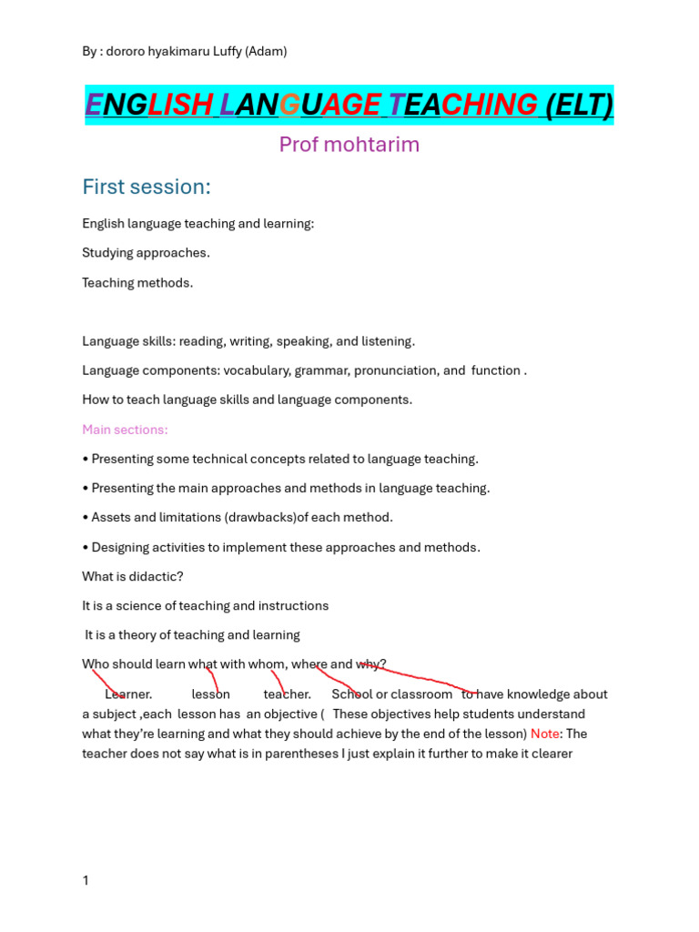 ELt Mohtarim by Dororo Hyakimaru Luffy-2 | Download Free PDF | Language Education | Lesson Plan