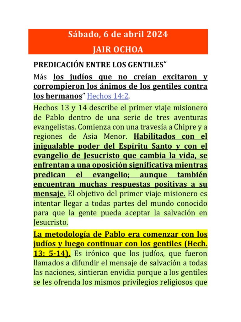 Predicación de Pablo y Bernabé en Iconio | PDF | Pablo el apóstol | Bernabé