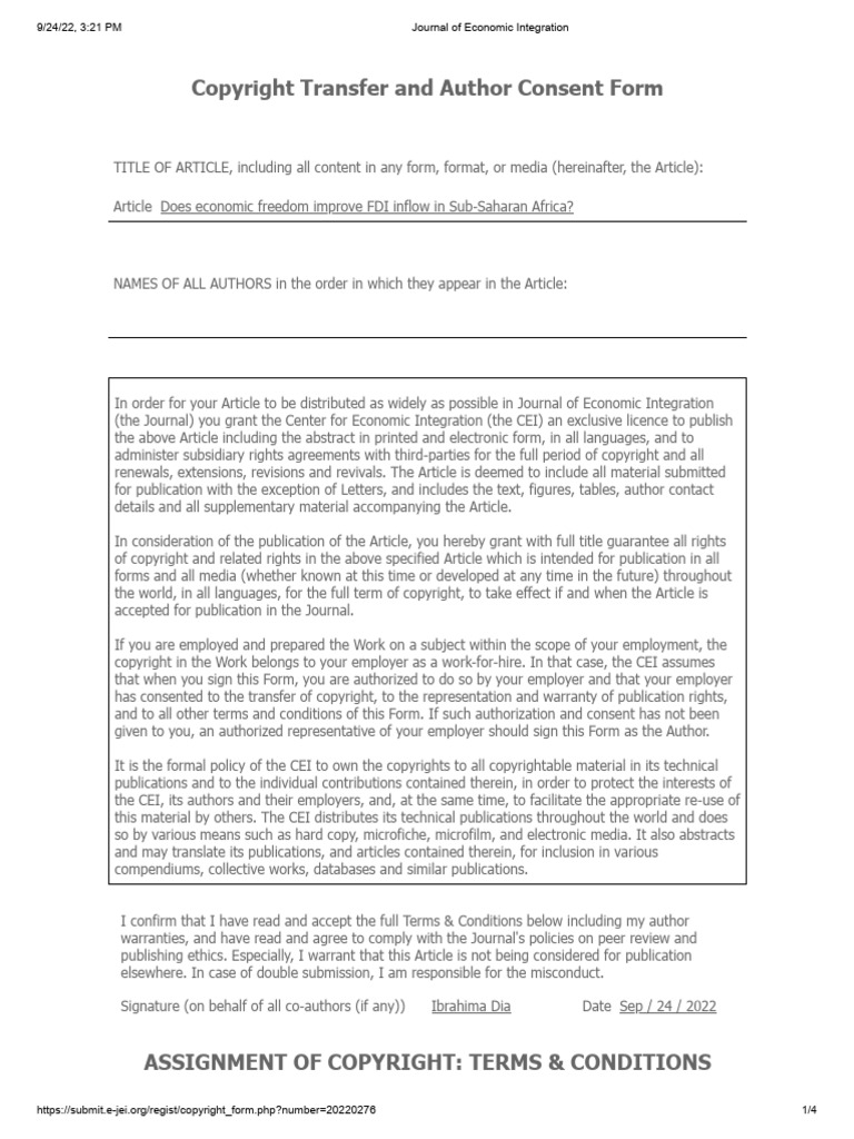 Copyright Transfer Form | PDF | Academic Journal | Copyright