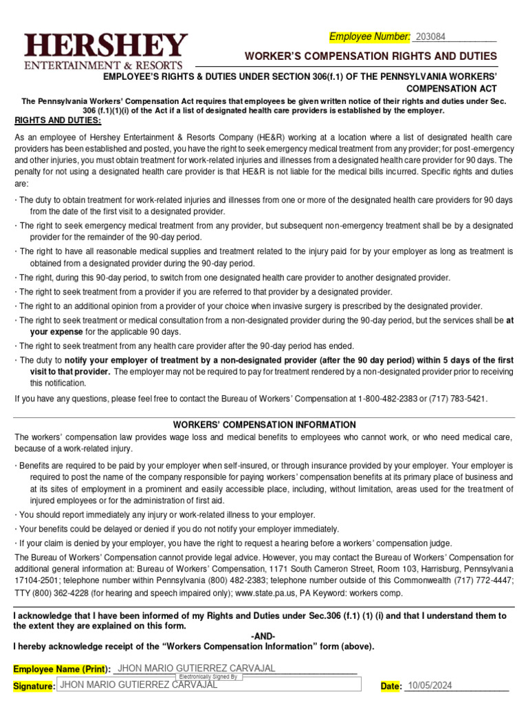 Workers Compensation Rights & Duties | PDF | Workers' Compensation ...