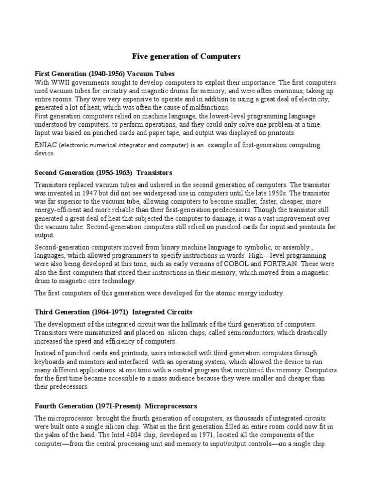 Generation Comp | PDF | Integrated Circuit | Microprocessor