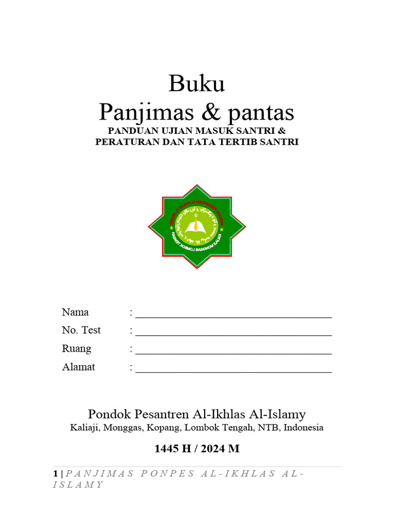 BUKU PANJIMAS-PANTAS 2024-2025 Siap Cetak Ok | PDF
