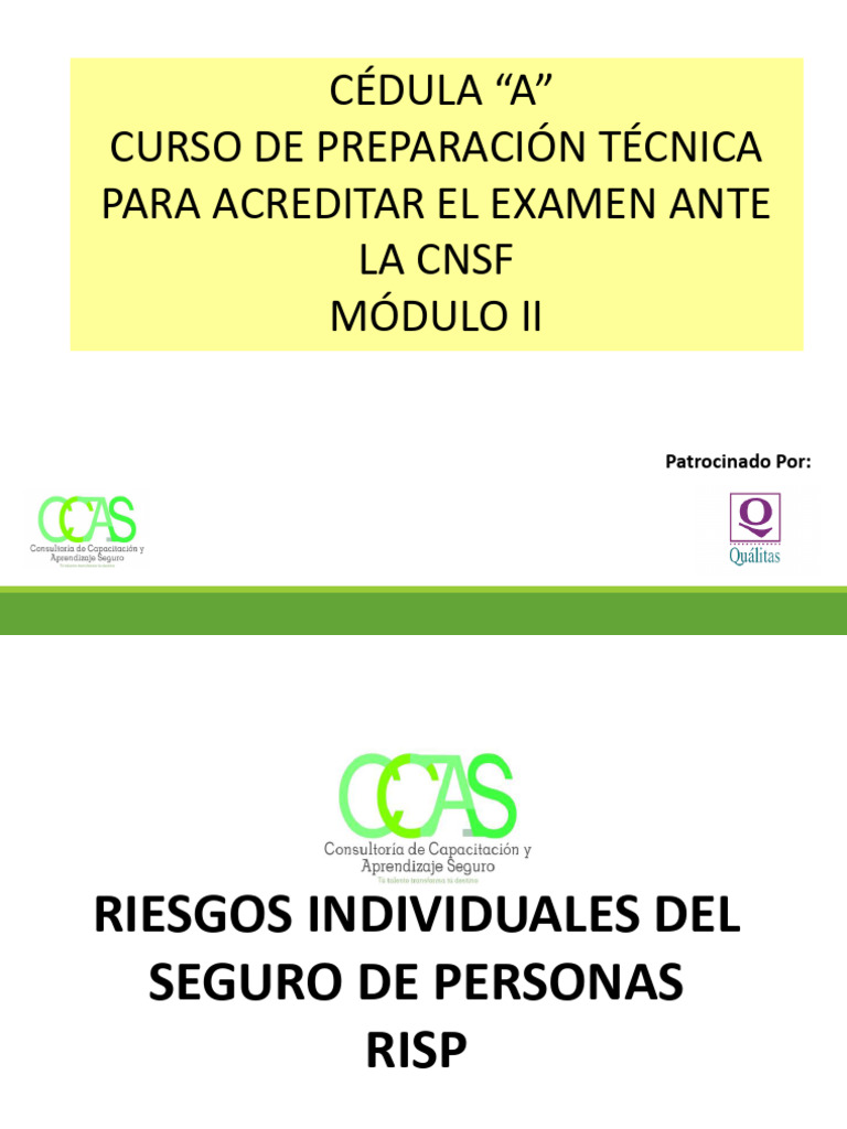 Modulo Ii Riesgos Individuales Del Seguro de Personas 2020 | PDF | Seguro de vida | Seguro