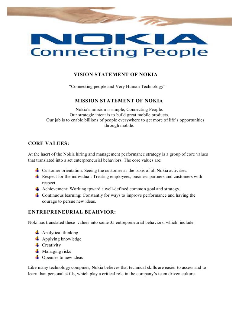 Nokia Vision Statement | PDF