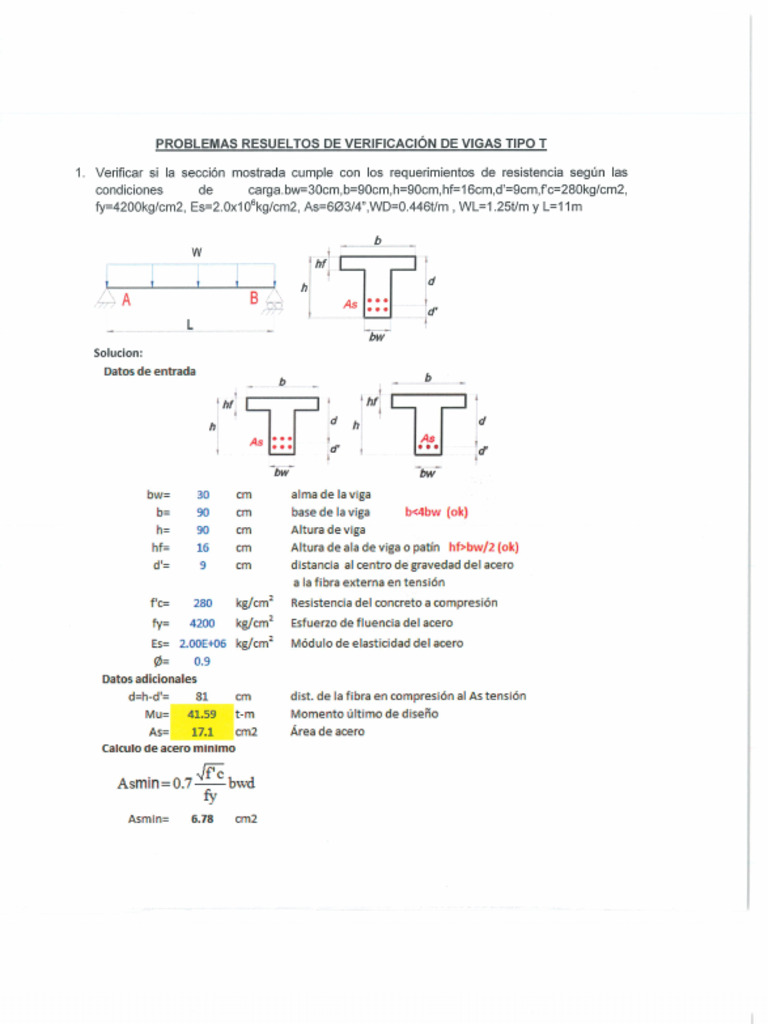 Problemas Resueltos Diseño Vigas Tipo T - Sem 2 | PDF | Ingeniería de Edificación | Ingeniería ...