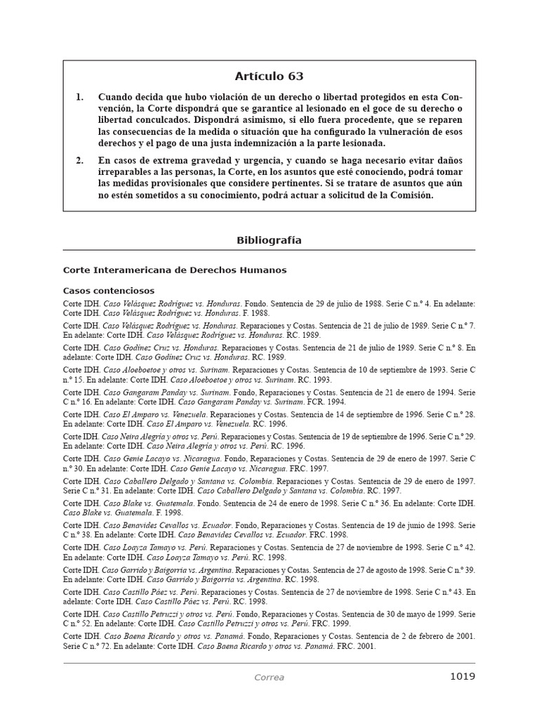 Articulo 63 Convencion Americana Sobre Derechos Humanos | PDF ...