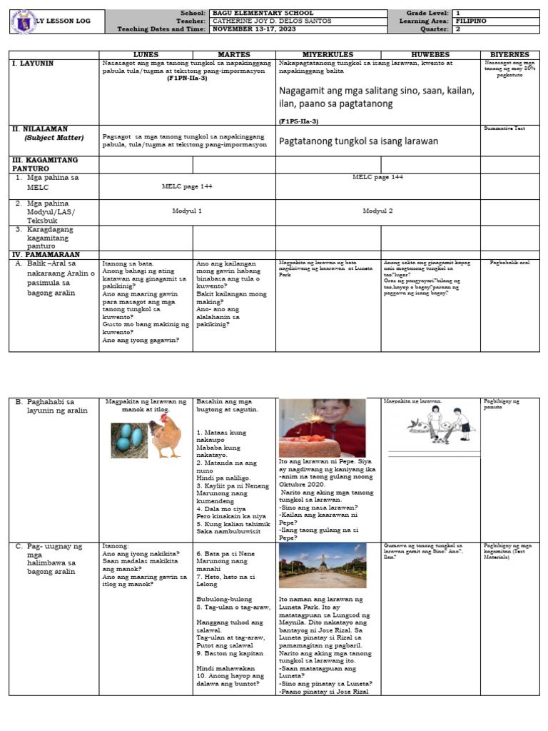 Filipino DLL Q2 Week 1 | PDF