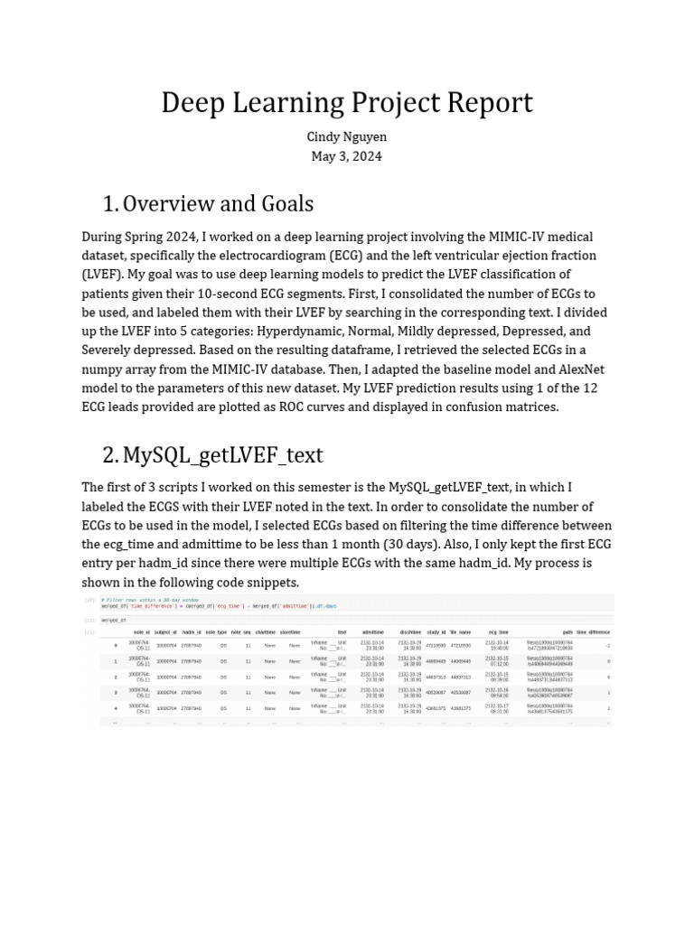 Deep Learning Project Report | PDF | Receiver Operating Characteristic | Matrix (Mathematics)