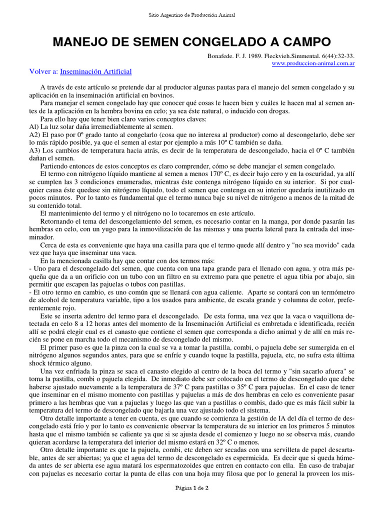 43-Manejo de Semen Congelado A Campo | PDF | Semen