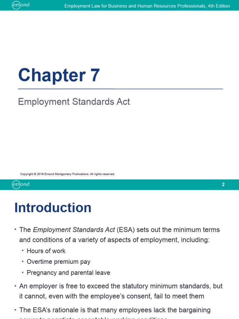 Chapter 7 ESA | PDF | Overtime | Employment