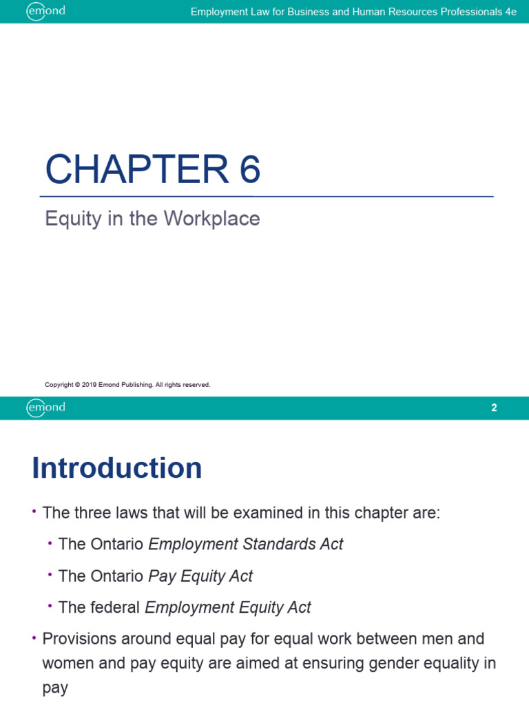 Chapter 6 Pay Equity | PDF | Equal Pay For Equal Work | Employment