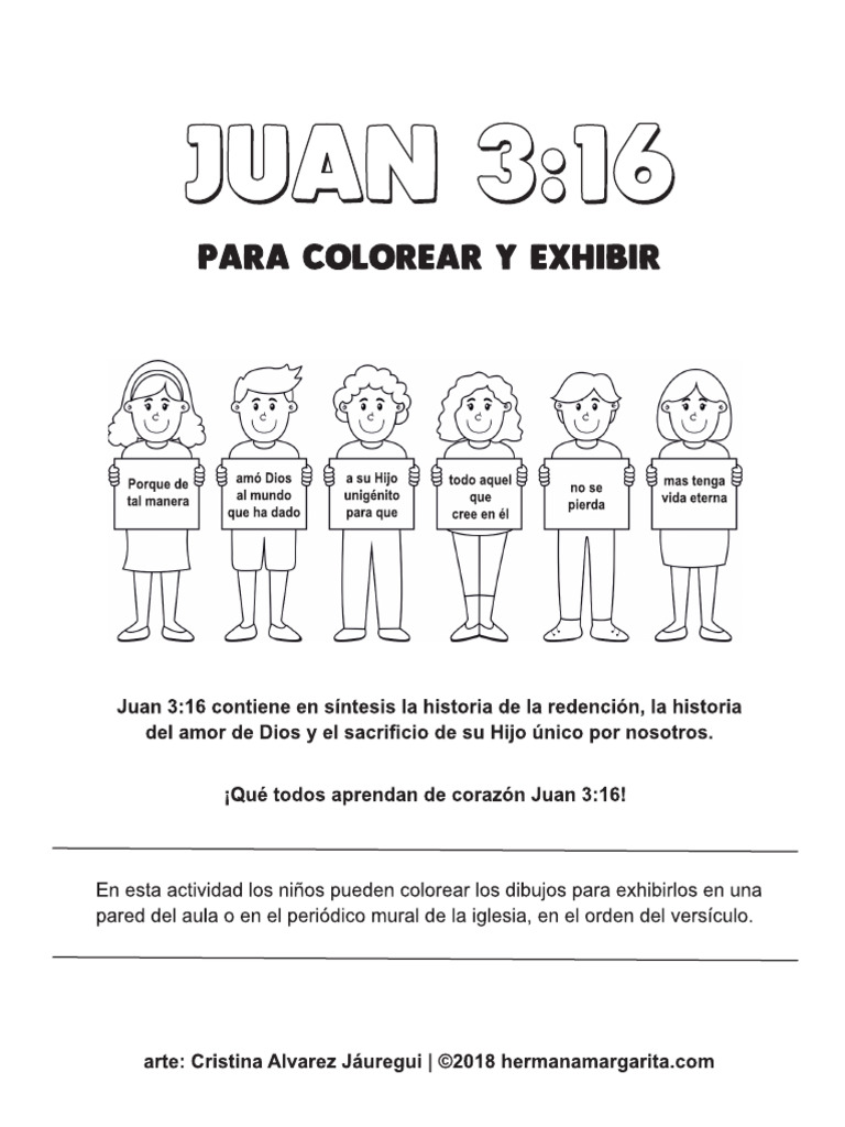Juan 3 16 Ninos Con Carteles BN | PDF