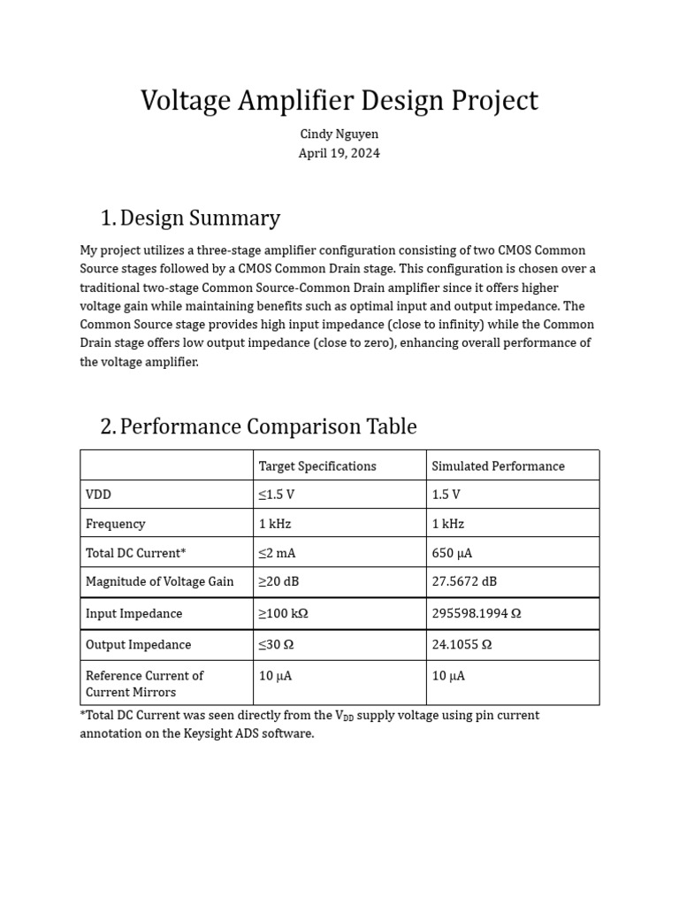 Voltage Amplifier Design Project | Download Free PDF | Electrical ...