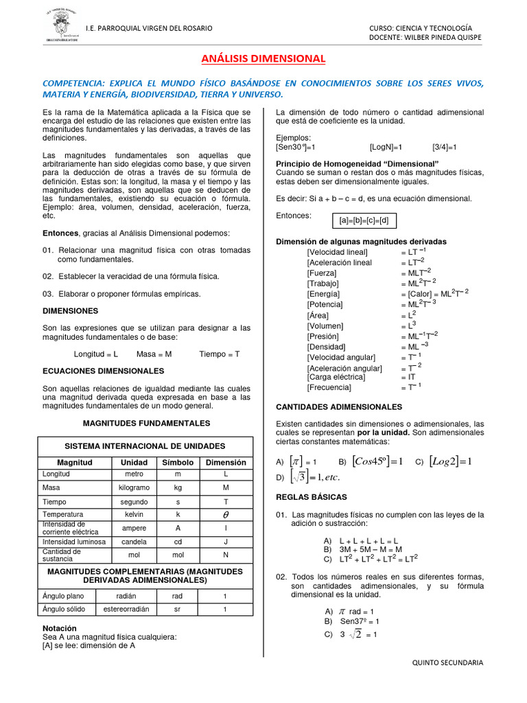 Ecuaciones Dimensionales en Física | PDF | Unidades de medida | Matemáticas