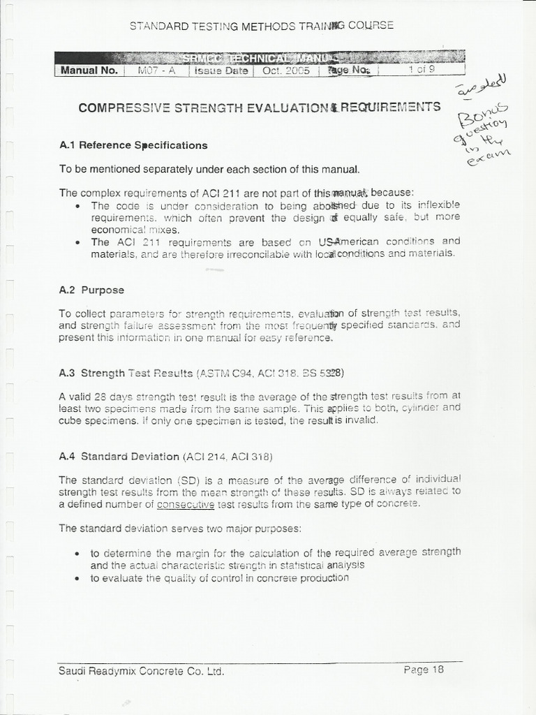Compressive Strength Evaluation Requirements | PDF